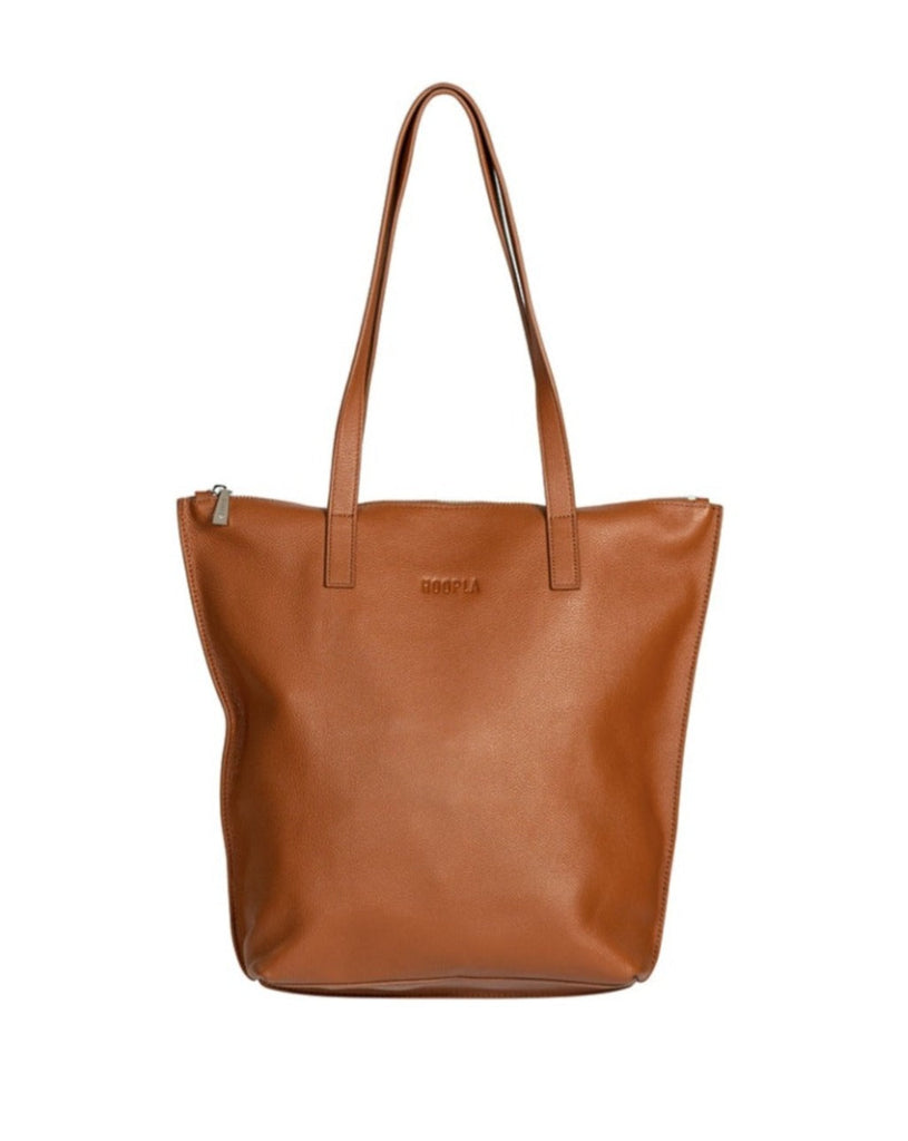 HOOPLA LEATHER SMALL ZIP TOTE TAN – Designer Online