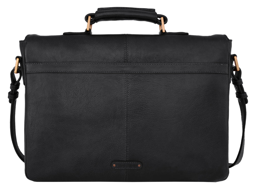 Hidesign Parker Leather Medium Briefcase Black – Designer Online